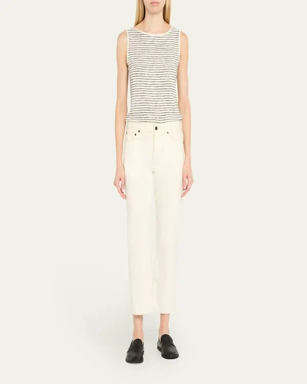 Majestic Filatures Stretch Linen Stripe Tank Top