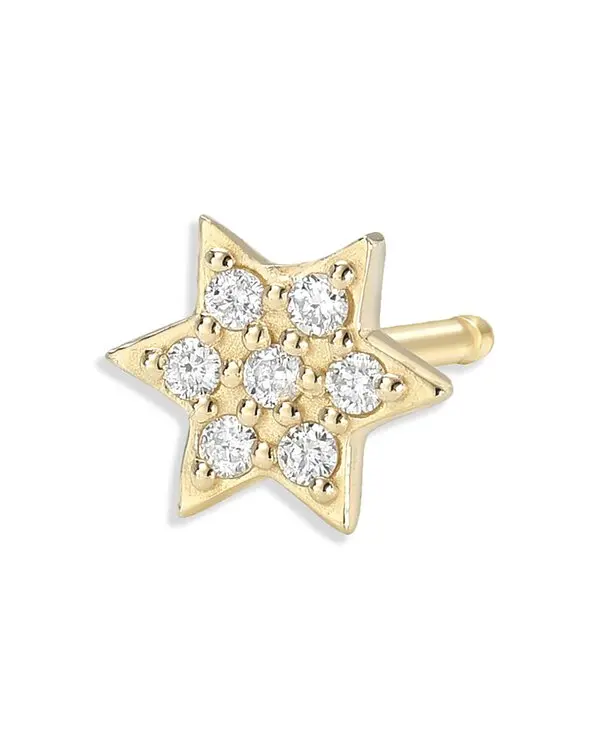ZOE LEV 14k Yellow Diamond Star Of David Stud Earring - Gold