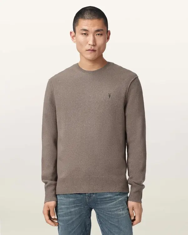 ALLSAINTS Statten Ramskull Crew Neck Sweater - Brown