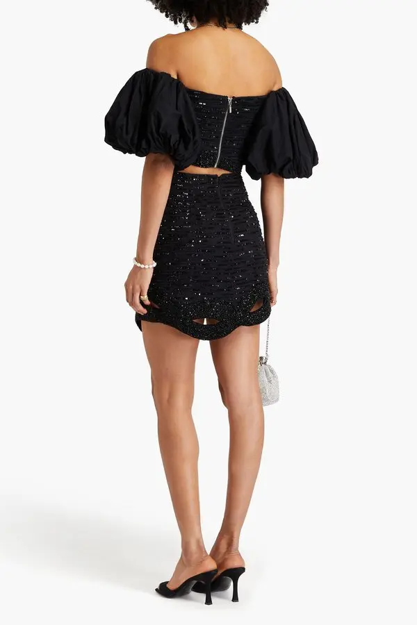 Aje Catara Pleated Sequined Mini Skirt