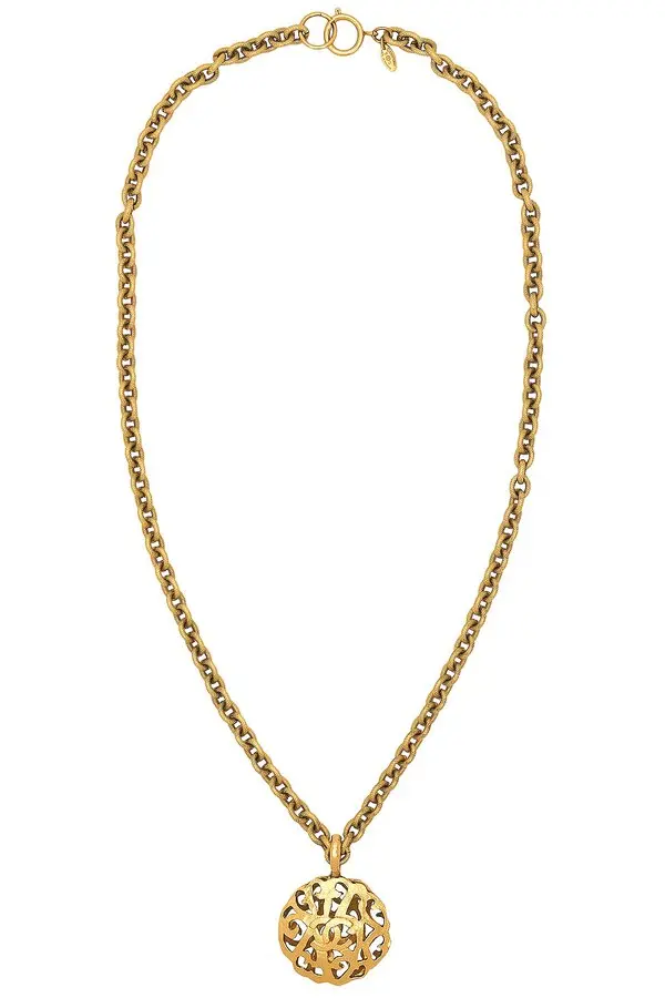 Chanel Coco Mark Necklace In Metallic - Gold | Editorialist display picture 2