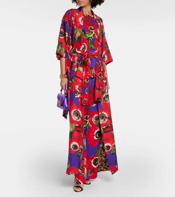 Dolce & Gabbana Floral Silk Robe - Multicoloured