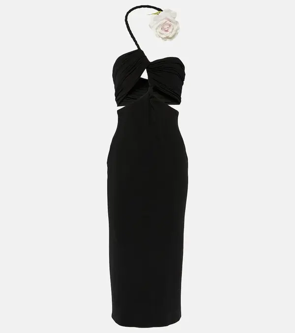 Magda Butrym Floral-appliqué Cutout Midi Dress - Black