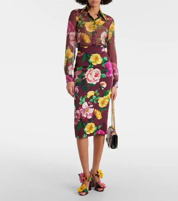 Dolce & Gabbana Printed Silk Chiffon Blouse - Multicoloured