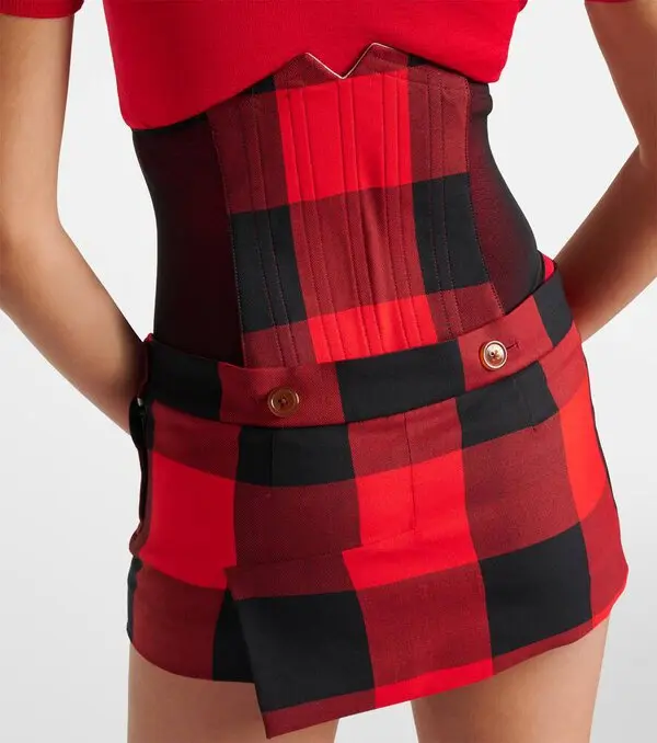 VIVIENNE WESTWOOD Checked Virgin Wool Miniskirt