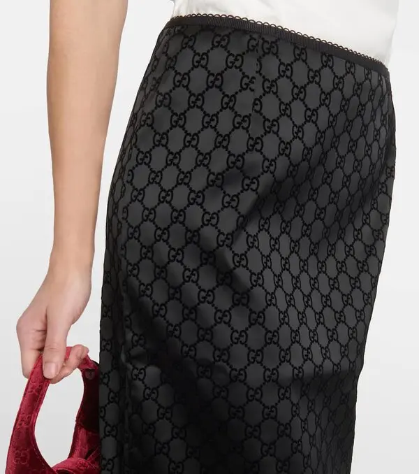 Gucci Gg Silk Duchesse Midi Skirt