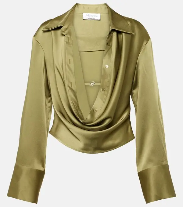Blumarine Cropped Satin Shirt