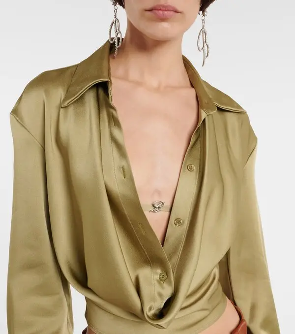 Blumarine Cropped Satin Shirt
