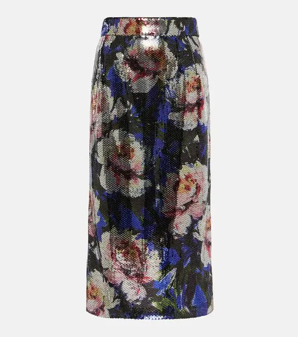 Dolce & Gabbana Sequined Floral Midi Skirt - Multicoloured