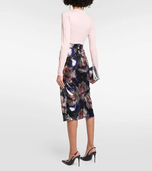 Dolce & Gabbana Sequined Floral Midi Skirt