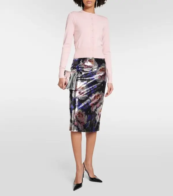 Dolce & Gabbana Sequined Floral Midi Skirt - Multicoloured