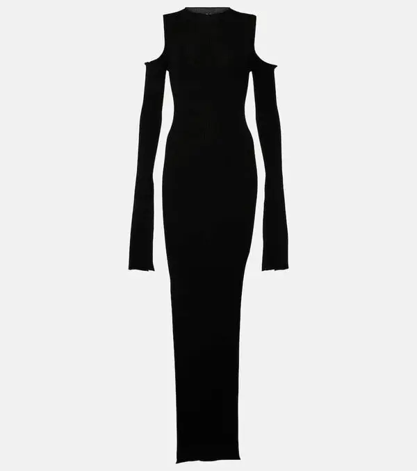 Rick Owens Knitted Virgin Wool Maxi Dress - Black