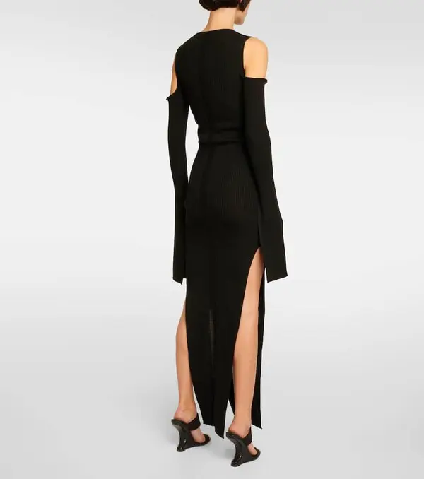 Rick Owens Knitted Virgin Wool Maxi Dress - Black