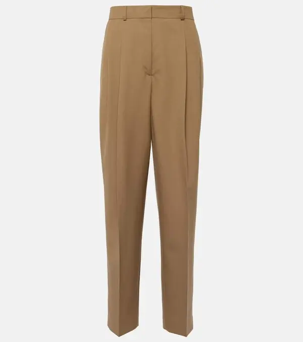 TOTEME Pleated Straight Trousers - Beige