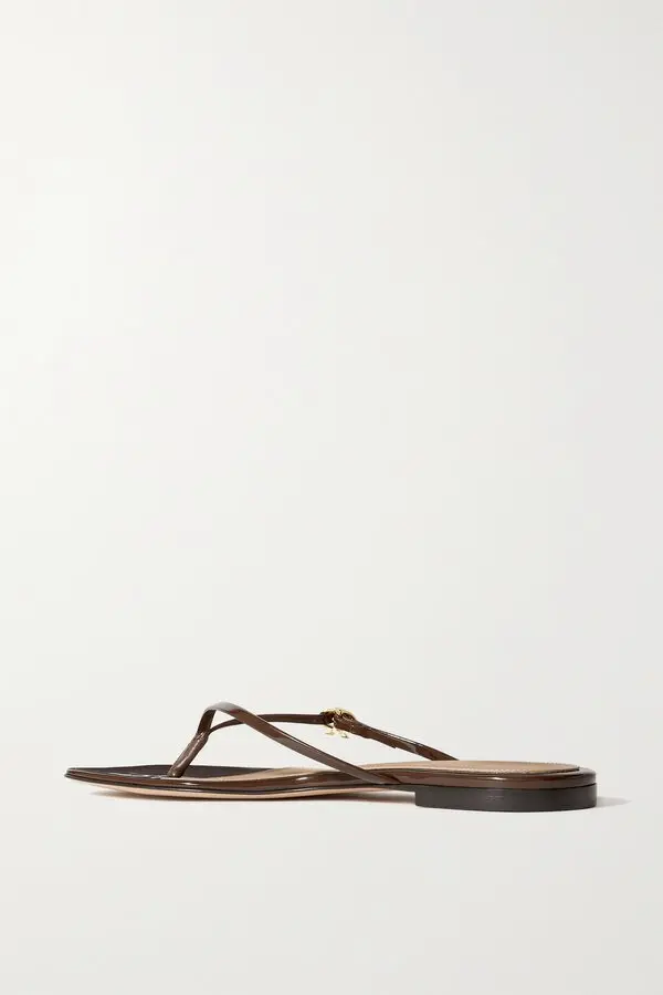 GIANVITO ROSSI Glossed-leather Square-toe Sandals - Brown