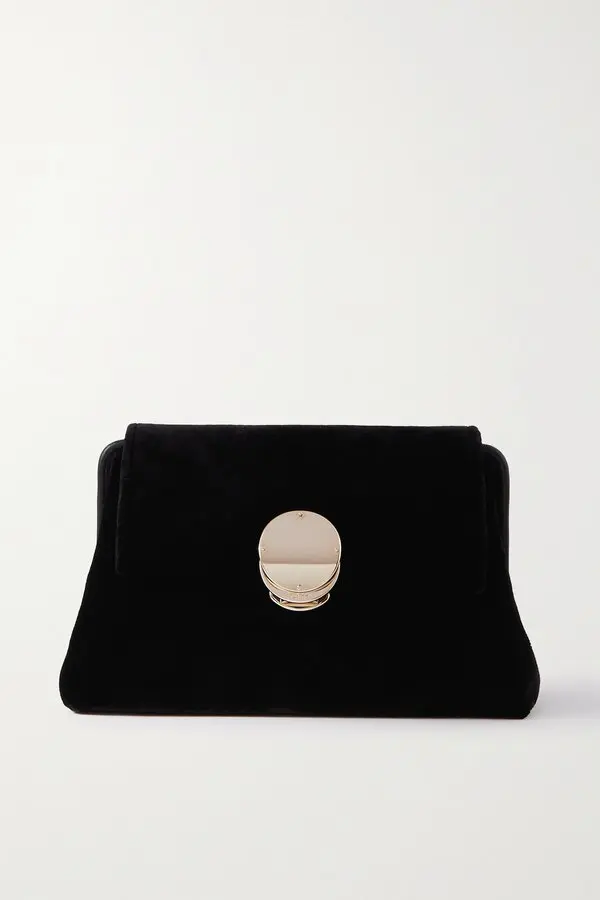 Chloé Atelier Jolie Penelope Leather-trimmed Velvet Clutch