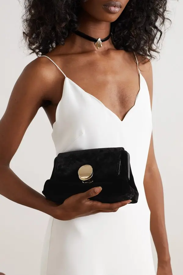 Chloé Atelier Jolie Penelope Leather-trimmed Velvet Clutch