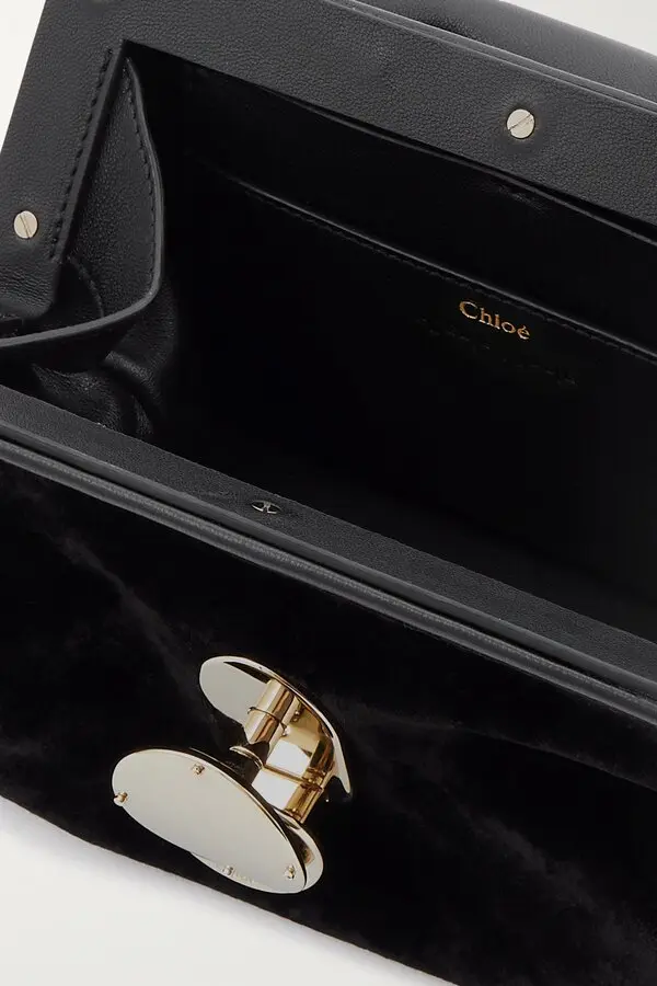 Chloé Atelier Jolie Penelope Leather-trimmed Velvet Clutch