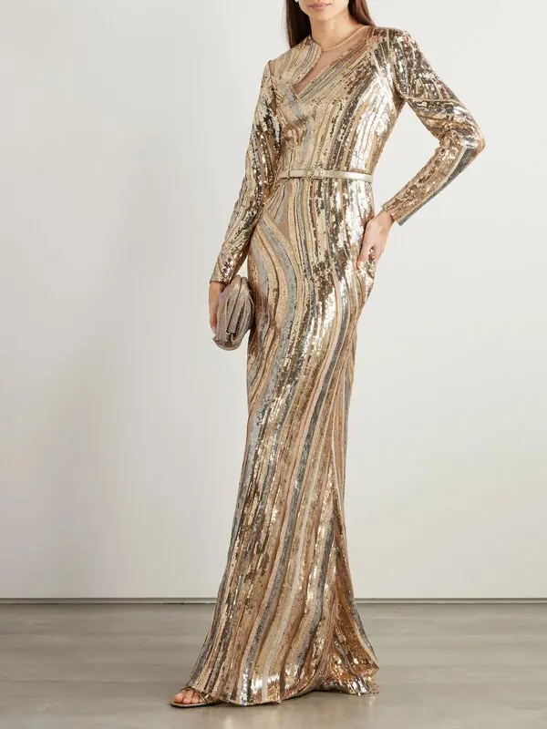 Elie Saab Sequined Tulle Gown