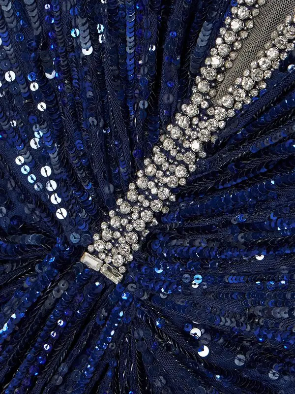 Jenny Packham Darcy Crystal-embellished Sequined Gown - Blue