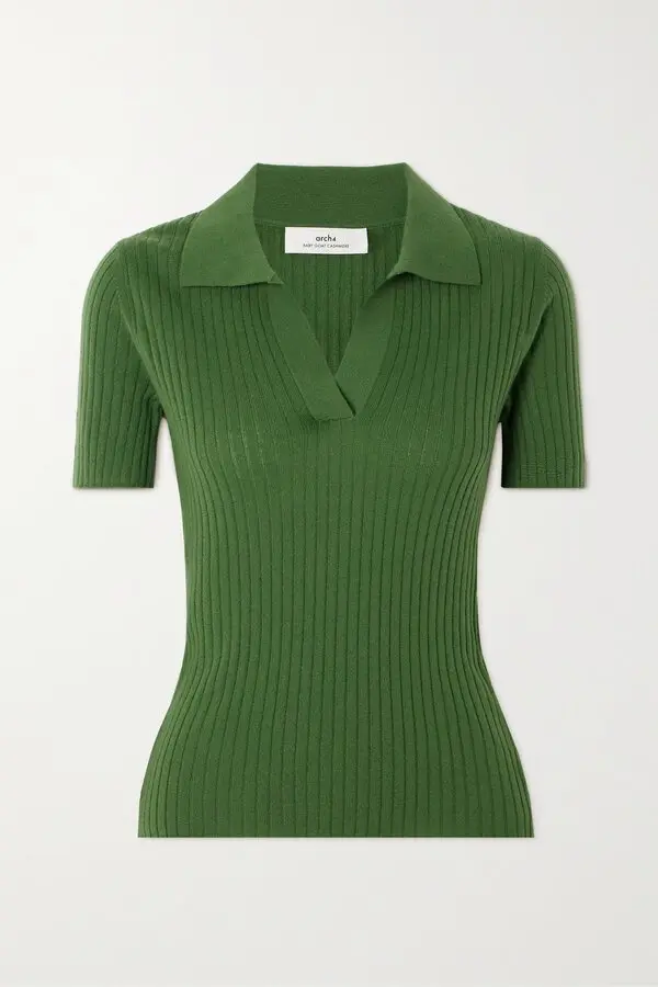 Arch4 Jennifer Ribbed Cashmere Polo Shirt