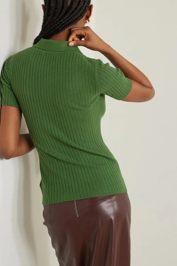 Arch4 Jennifer Ribbed Cashmere Polo Shirt
