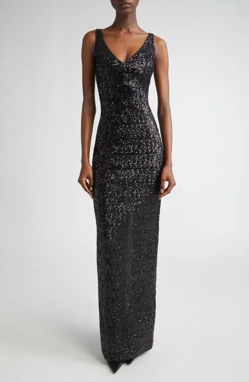 Michael Kors Sequin Column Gown - Black