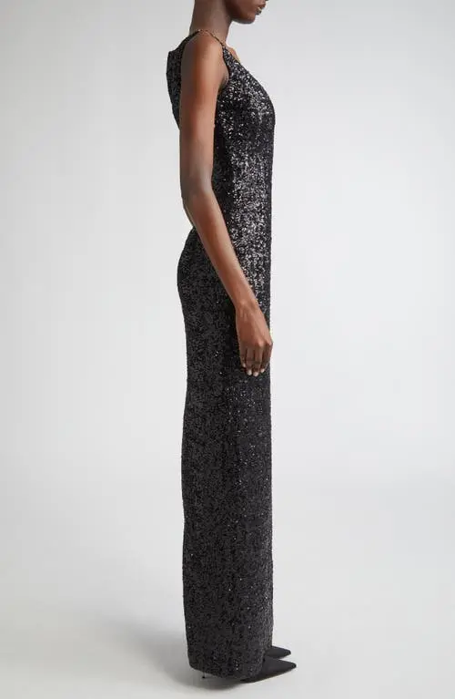 Michael Kors Sequin Column Gown - Black