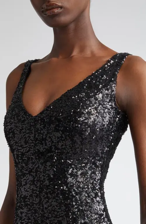 Michael Kors Sequin Column Gown - Black