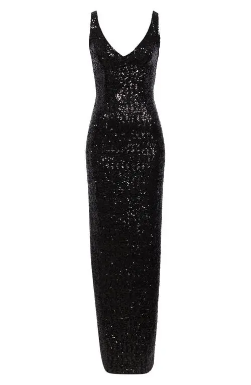 Michael Kors Sequin Column Gown - Black