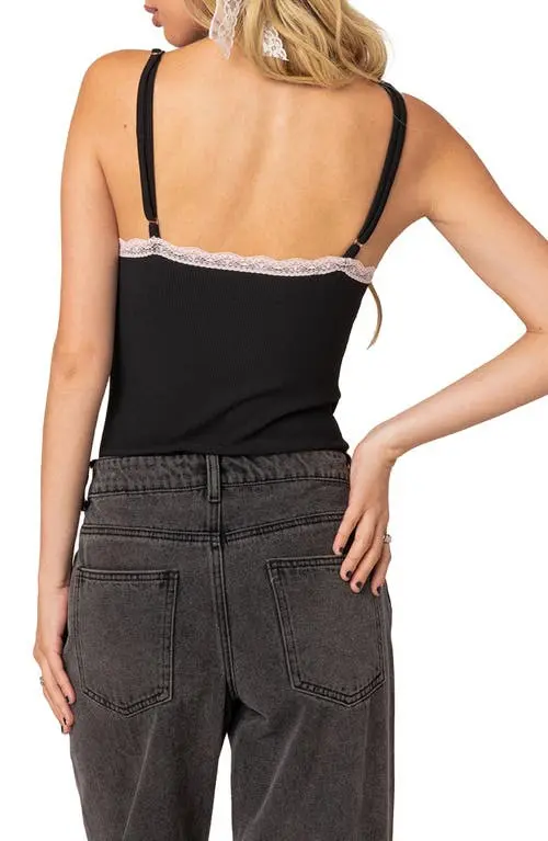 EDIKTED Gloria Lace Rib Bodysuit - Black