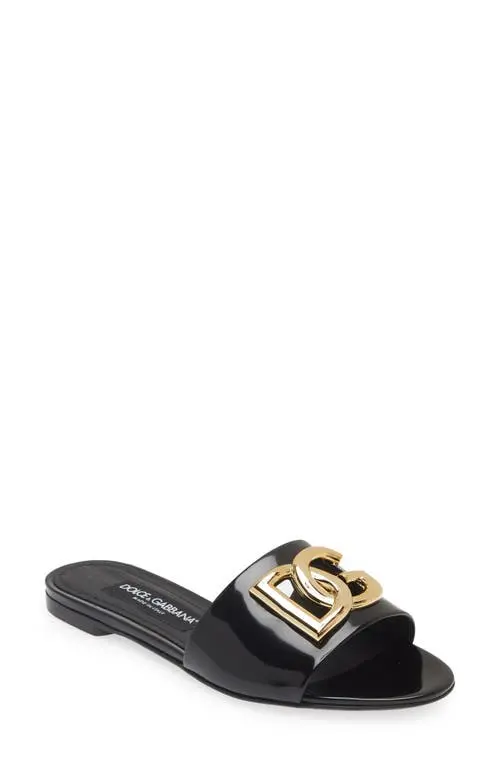 Dolce & Gabbana Dg Logo Slide Sandal - Black