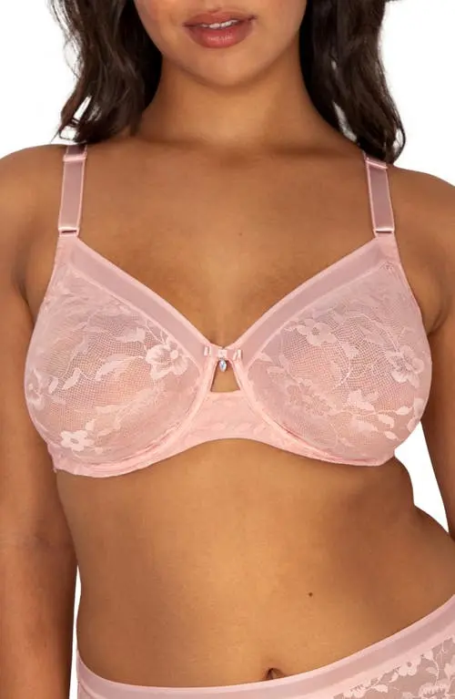 CURVY COUTURE No-show Lace Underwire Unlined Bra - Blushing Rose