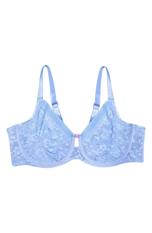 CURVY COUTURE No-show Lace Underwire Unlined Bra - Denim Blue