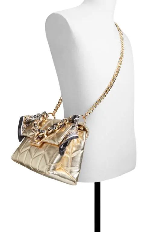Aldo Quilted Metallic Crossbody Bag With Scarf