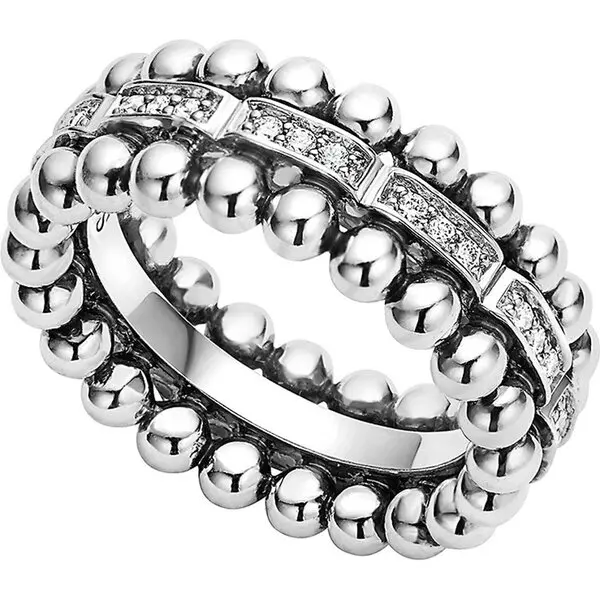 Lagos Caviar Spark Pavé Diamond Band Ring - Silver