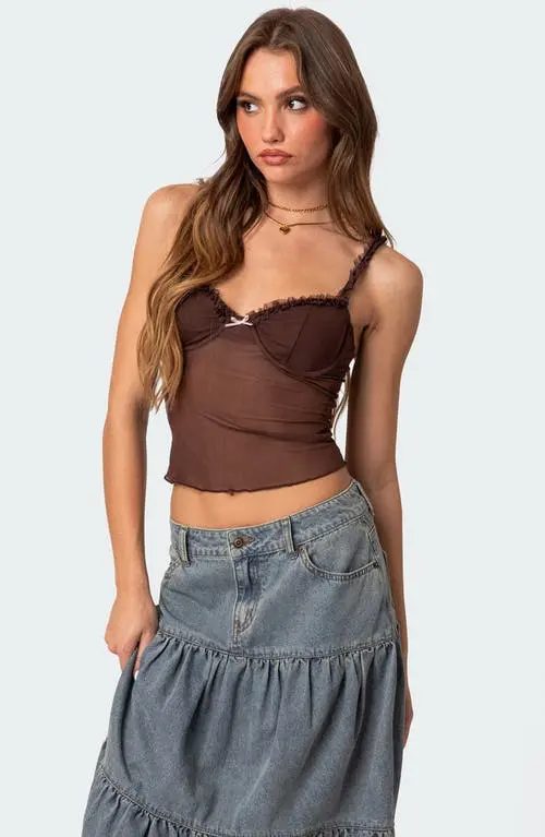 EDIKTED Mercy Sheer Mesh Bra Top