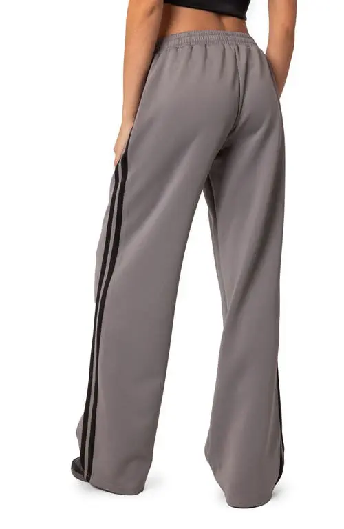 EDIKTED Robyn Side Stripe Track Pants - Dark-gray