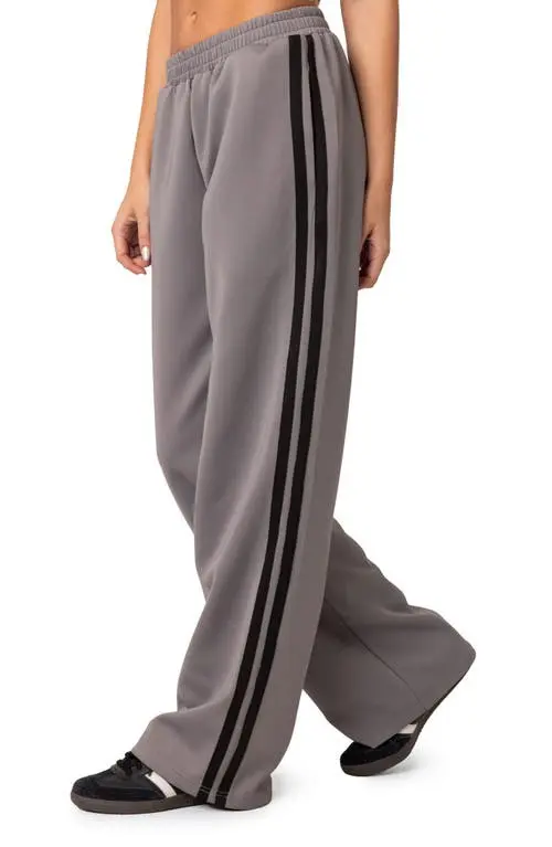 EDIKTED Robyn Side Stripe Track Pants - Dark-gray