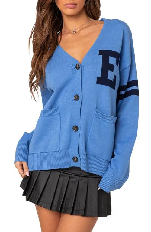 EDIKTED Emmett Oversized Varsity Cardigan