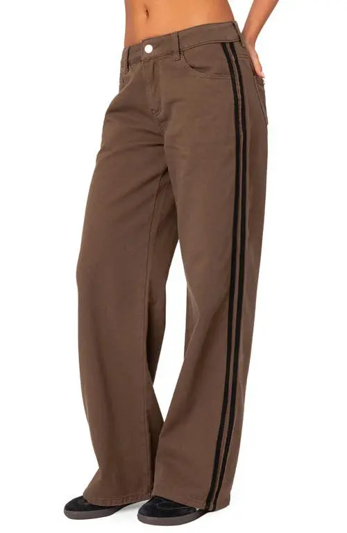 EDIKTED Mattie Side Stripe Wide Leg Jeans