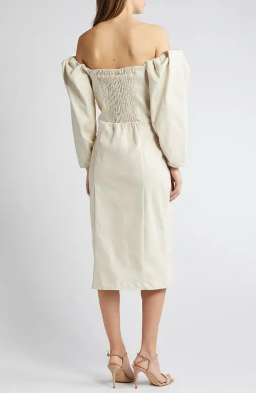 MELLODAY Off-the-shoulder Button-front Midi Dress