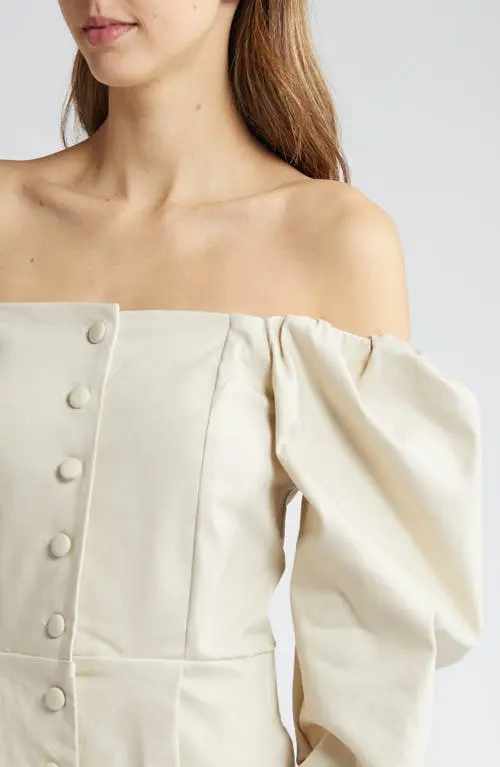 MELLODAY Off-the-shoulder Button-front Midi Dress