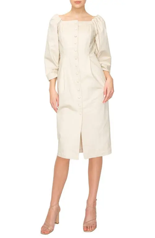 MELLODAY Off-the-shoulder Button-front Midi Dress