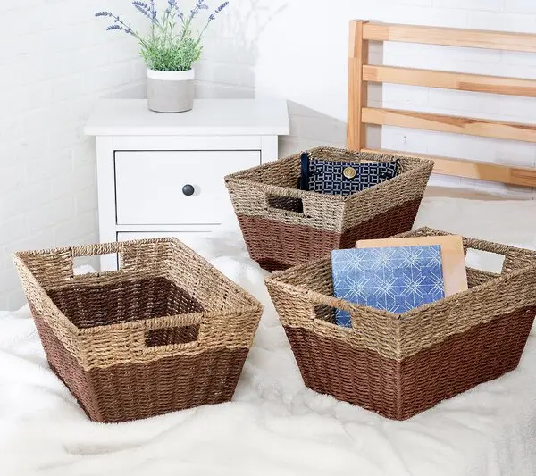 HONEY-CAN-DO Set Of 3 Rectangular Nesting Baskets - One-color