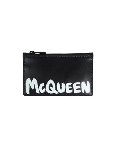 Alexander McQueen Card Holder With External Pocket - Black