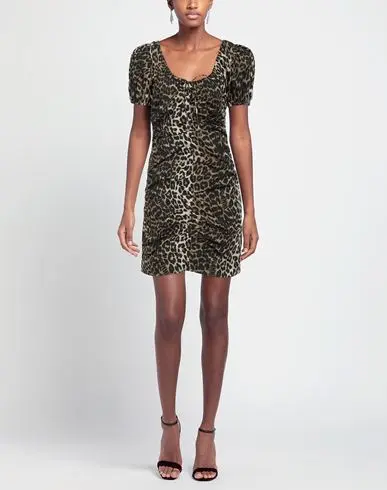 GANNI Leopard-print Mini Dress - Beige