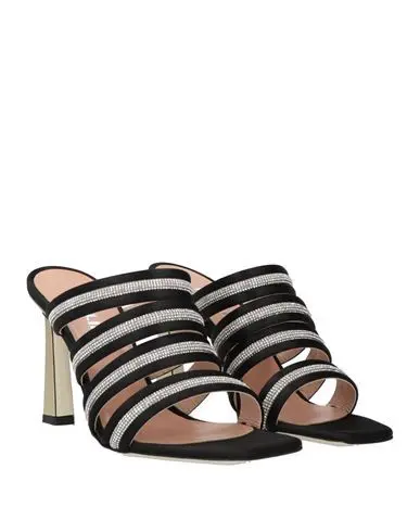 POLLINI Crystal Embellished Stiletto Sandals - Black