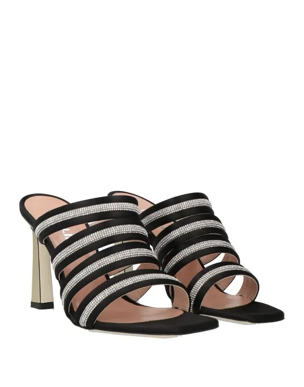POLLINI Crystal Embellished Stiletto Sandals - Black