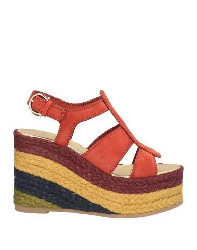 FERRAGAMO Suede Espadrille Sandals - Brick